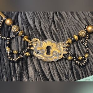 Jewelry | Handmade Steampunk Y2k Elegant Gold And Black Beaded Necklace ...